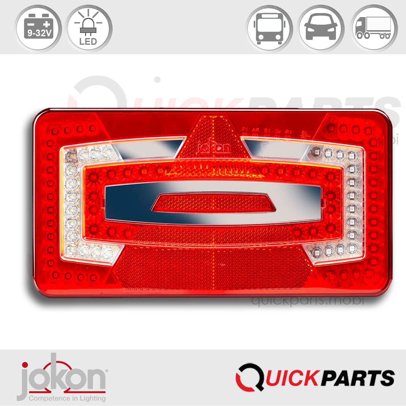 Left LED multiple function light | 9-32V | Jokon E13-13359 EMV / EMC