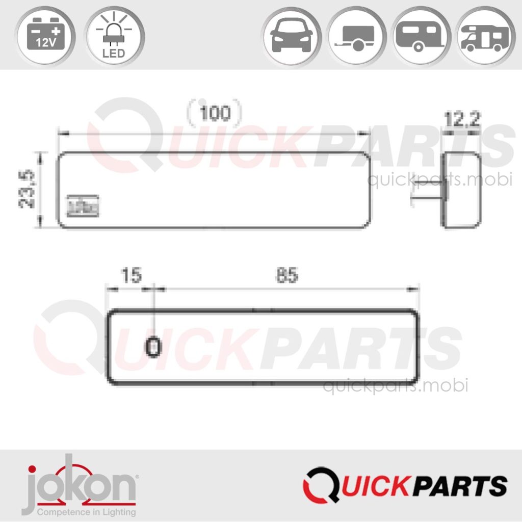 LED Side Marker Light |12V| Jokon 12.1019.000, E1-2995, SMLR 2013/12